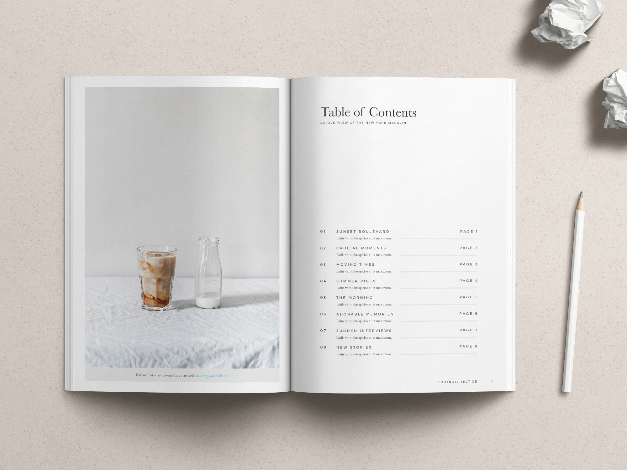 Table Of Contents Page Design