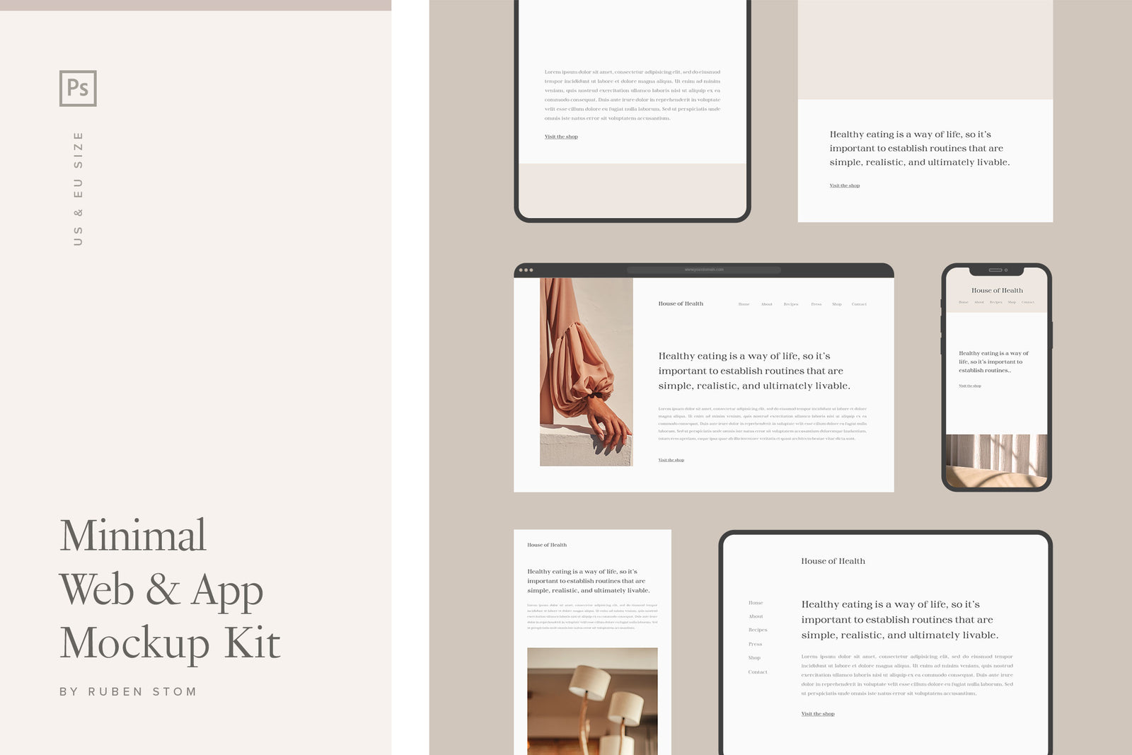 Minimal Web & App Mockup Kit – Ruben Stom Design